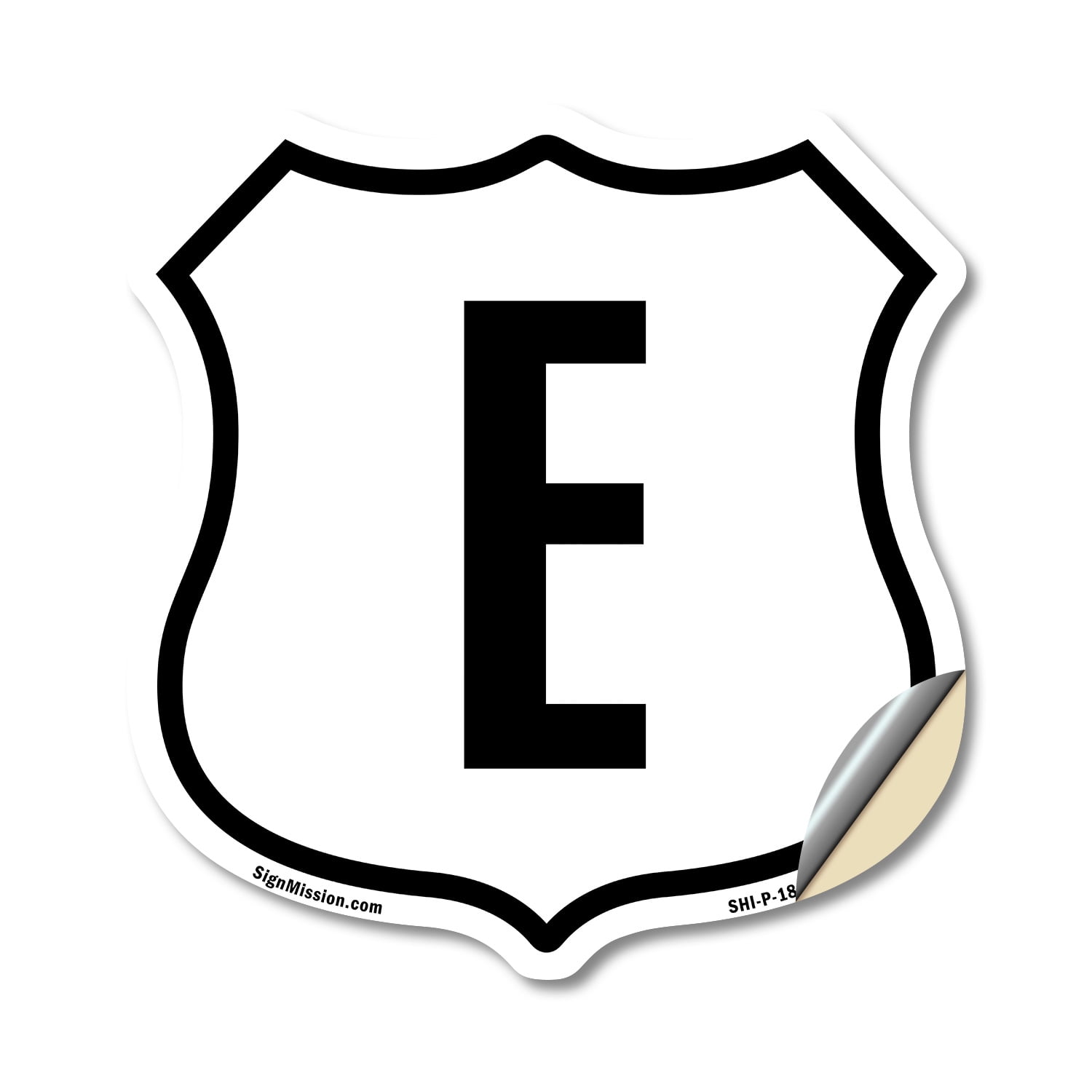 Letter E (5 Pack) 4 inch X 4 inch Shield Shaped Heavy Duty 3.2 mil ...