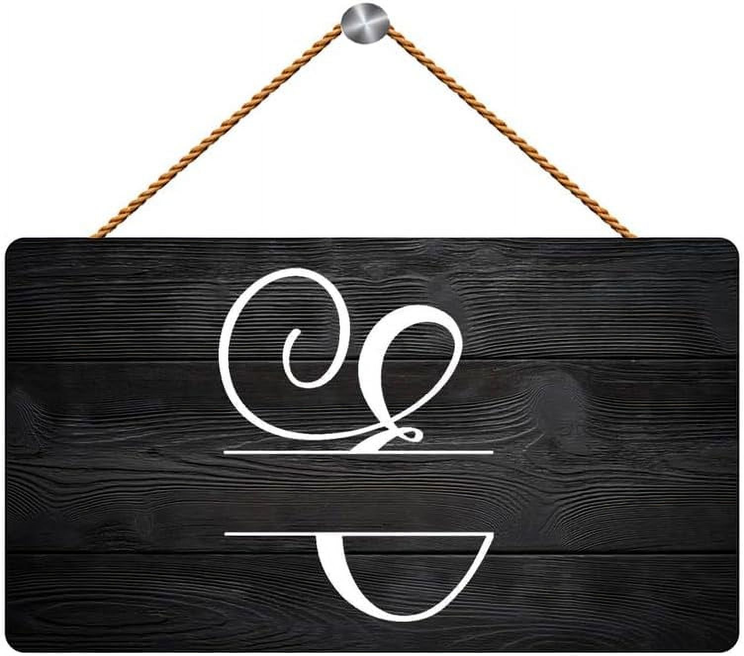 Letter E Alphabet Wood Sign Rustic Hanging Wall Sign Black 12X8 Inch ...