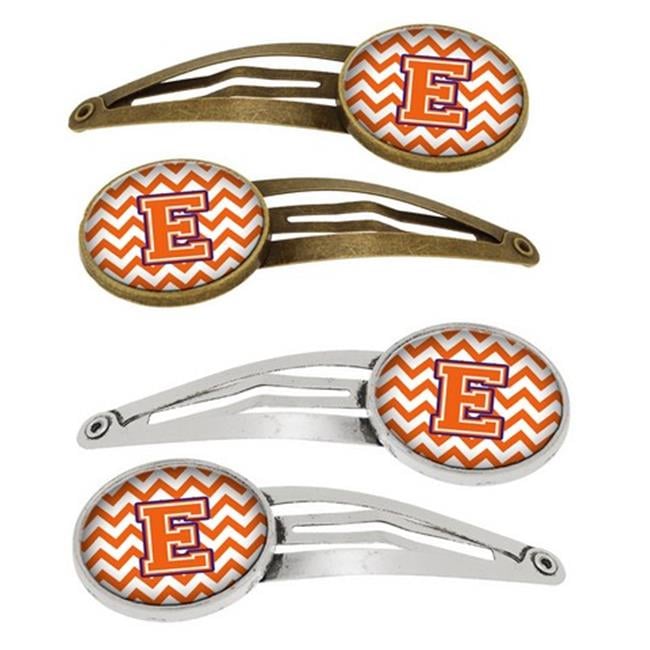 Letter E Chevron Orange & Regalia Barrettes Hair Clips, Set of 4 ...