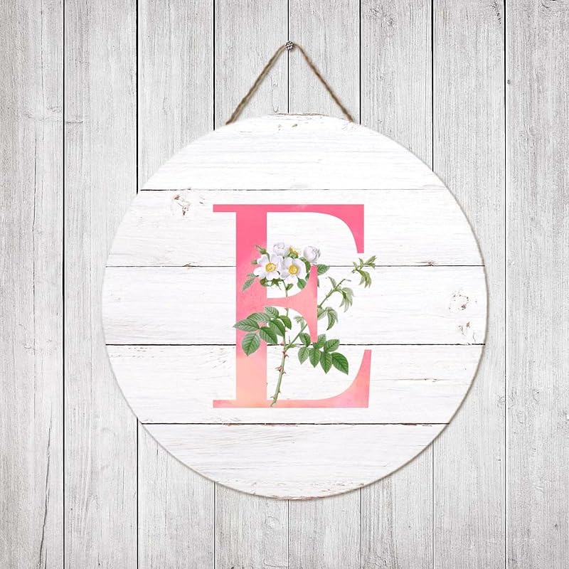 Letter E Round Wood Door Sign - Country Letter Welcome Sign, Bathroom ...