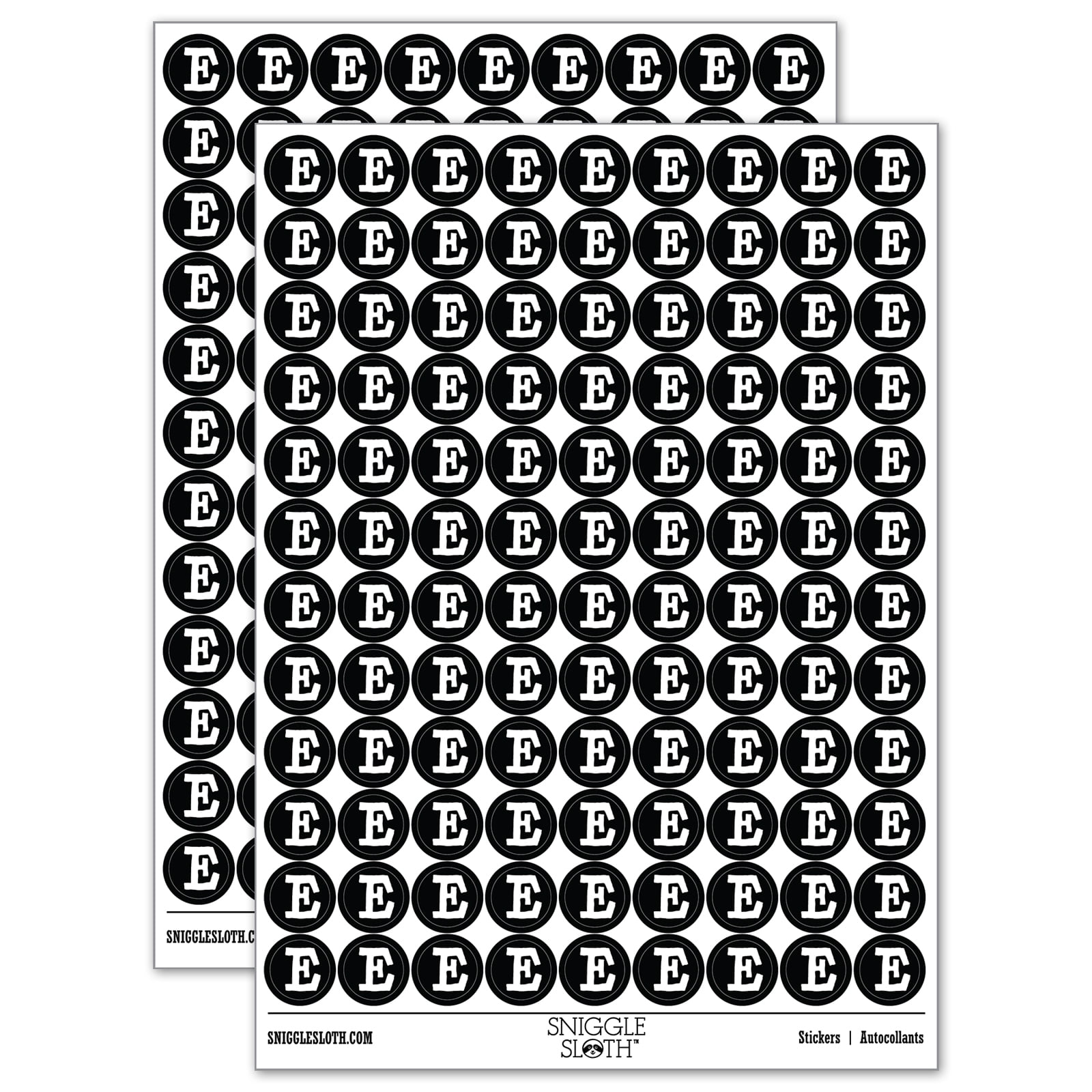 Letter E Uppercase Cute Typewriter Font 200+ Round Stickers - Black ...