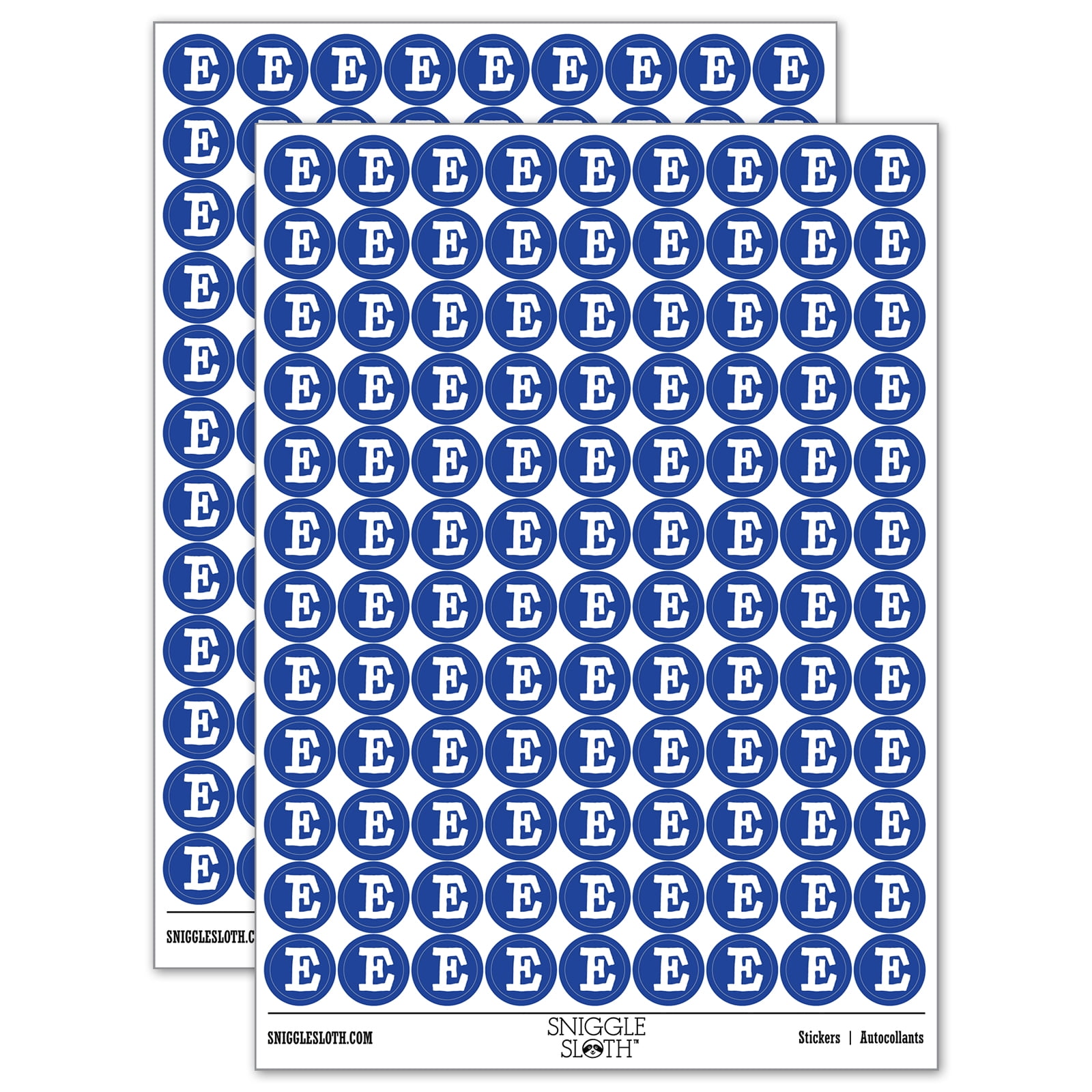 Letter E Uppercase Cute Typewriter Font 200+ Round Stickers - Dark Blue ...