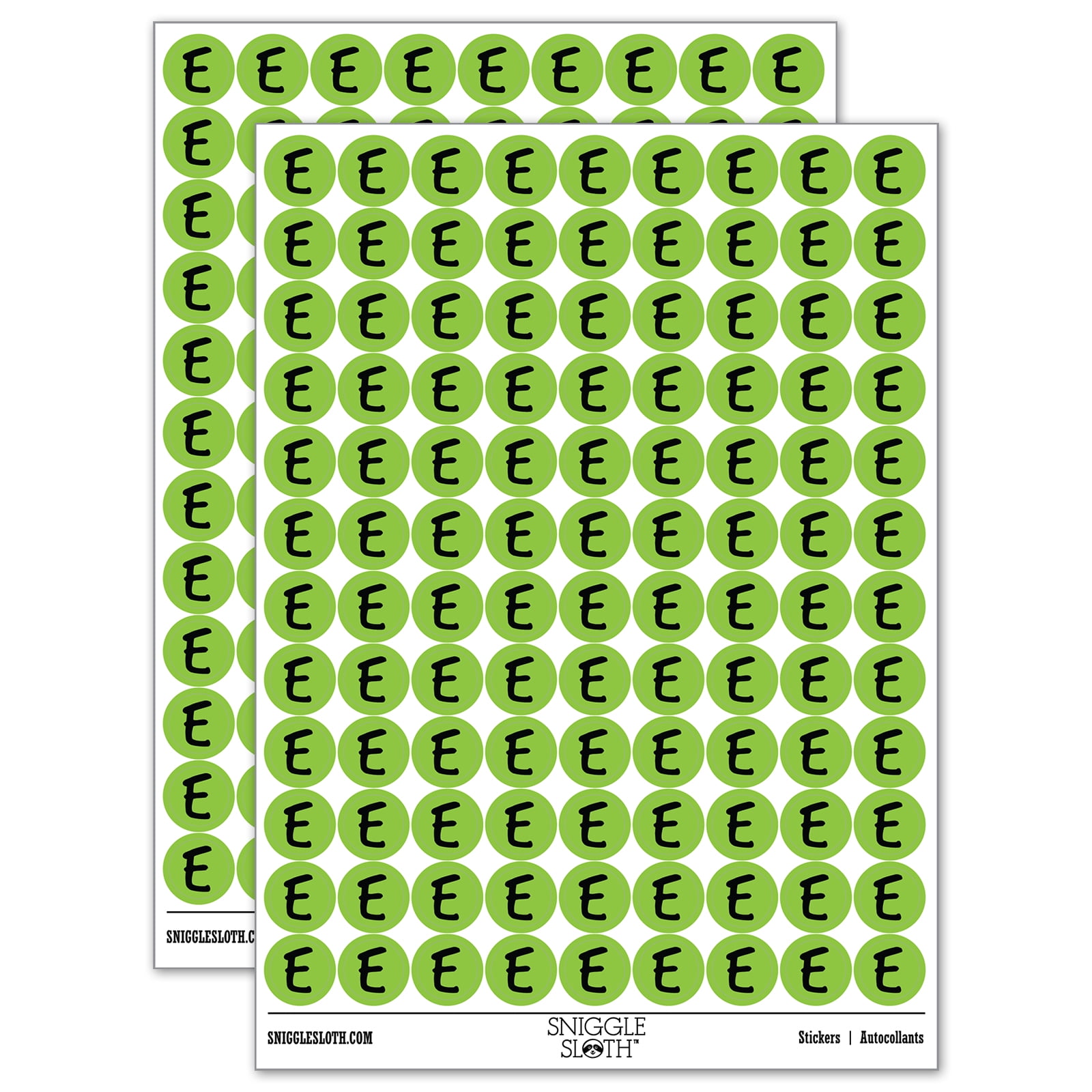 Letter E Uppercase Felt Marker Font 200+ Round Stickers - Light Green ...