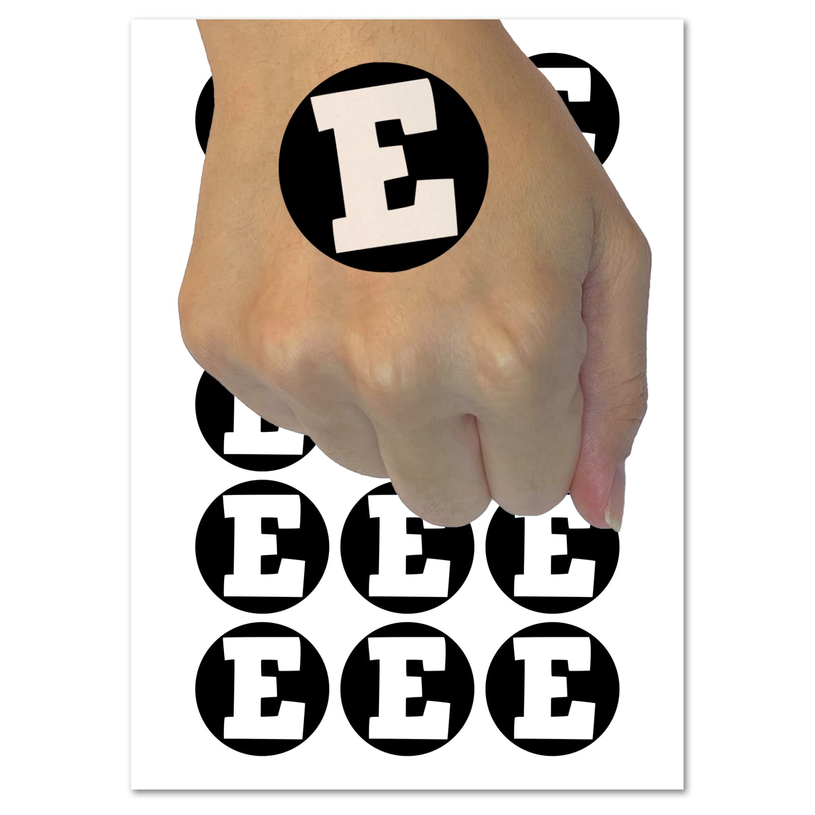 Letter E Uppercase Fun Bold Font Water Resistant Temporary Tattoo Set ...