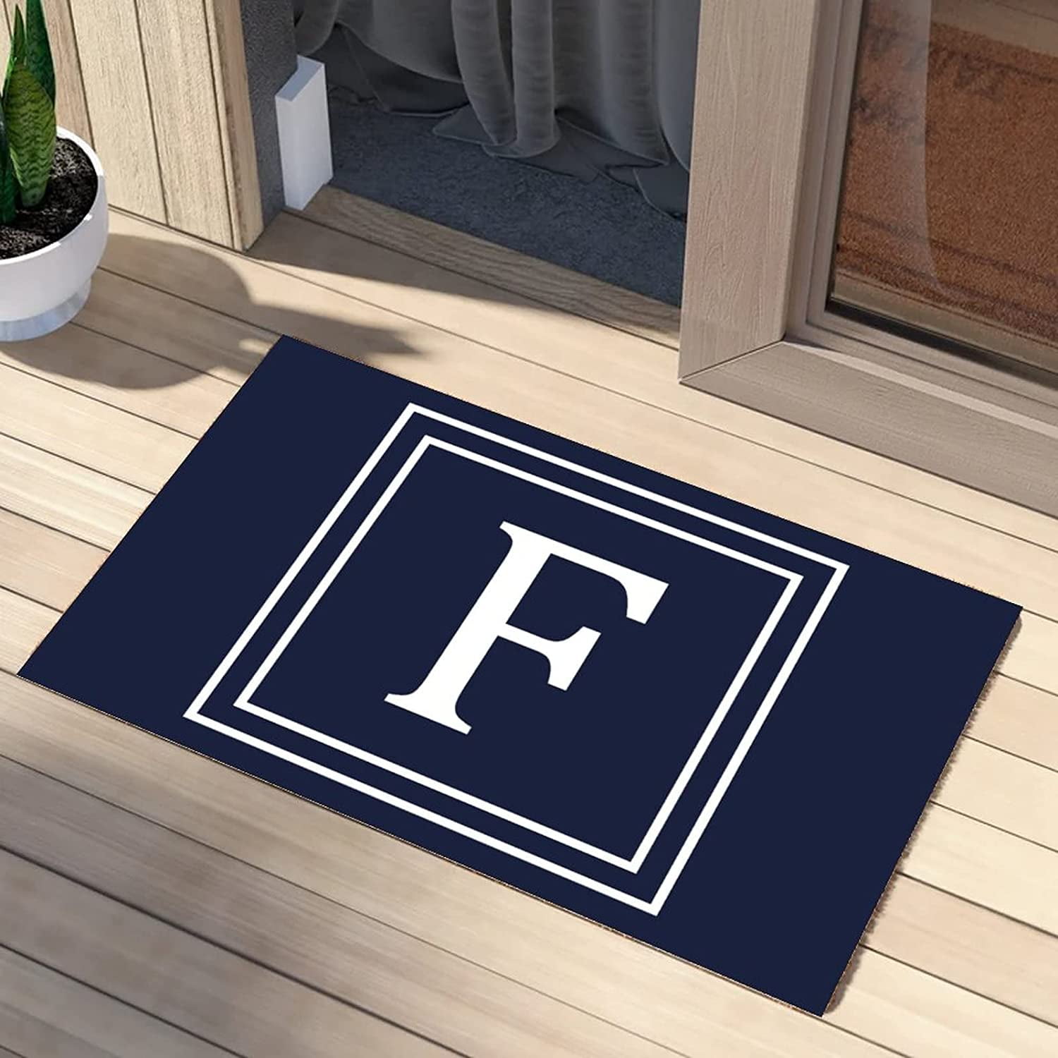 Letter F Doormat Monogram Initial Personalized FramesDark Blue Front ...