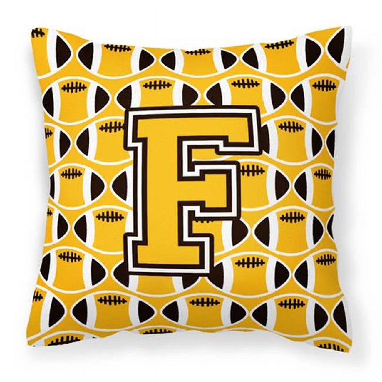 Letter F Football Black - Old Gold & White Fabric Decorative Pillow ...
