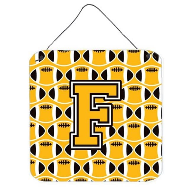Letter F Football Black, Old Gold & White Wall or Door Hanging Prints ...