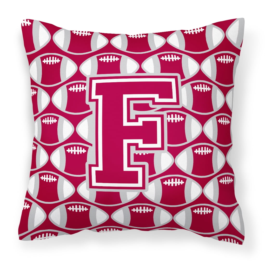 Letter F Football Crimson, grey and white Fabric Decorative Pillow ...