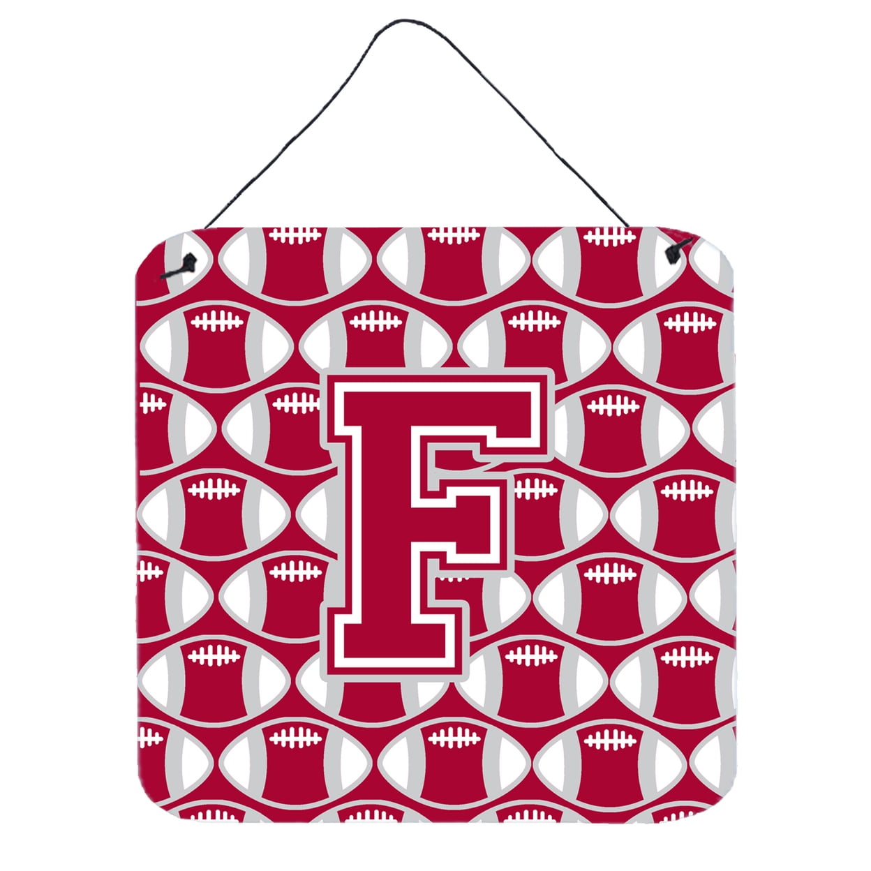 Letter F Football Crimson grey and white Wall or Door Hanging Prints ...