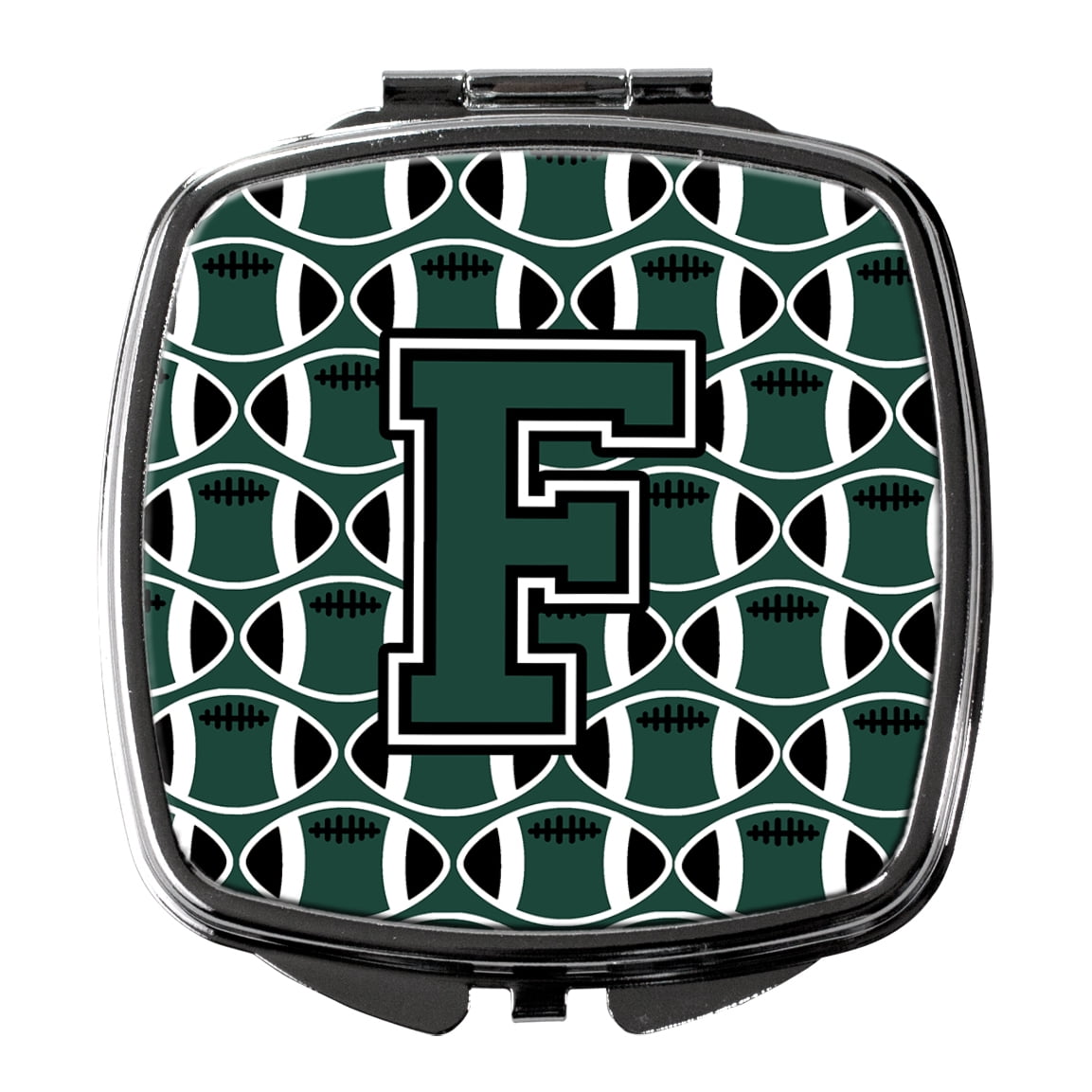 Letter F Football Green and White Compact Mirror CJ1071-FSCM - Walmart.com