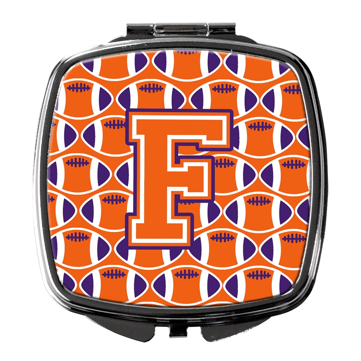 Letter F Football Orange White and Regalia Compact Mirror CJ1072-FSCM ...