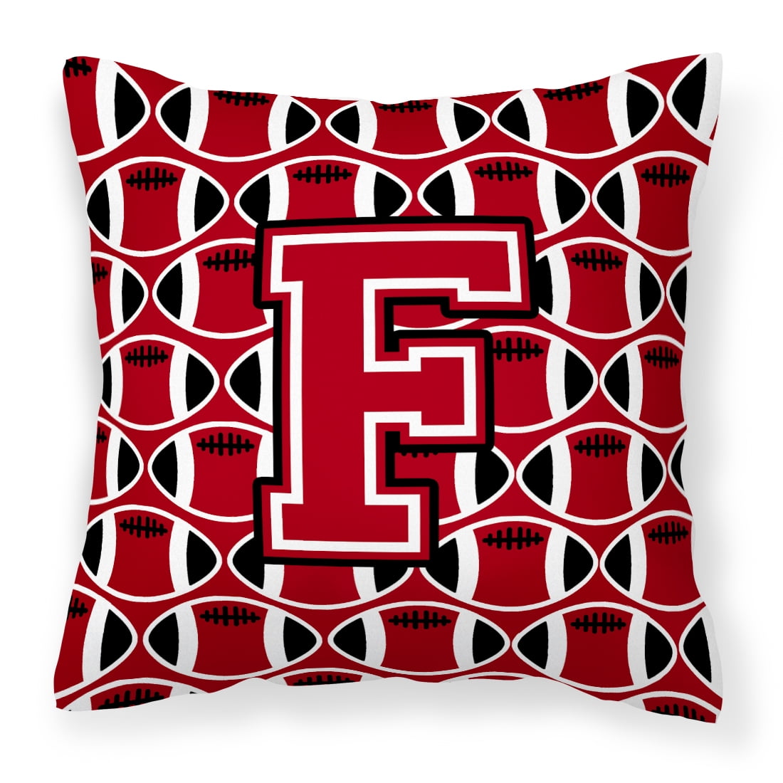 Letter F Football Red, Black and White Fabric Decorative Pillow ...