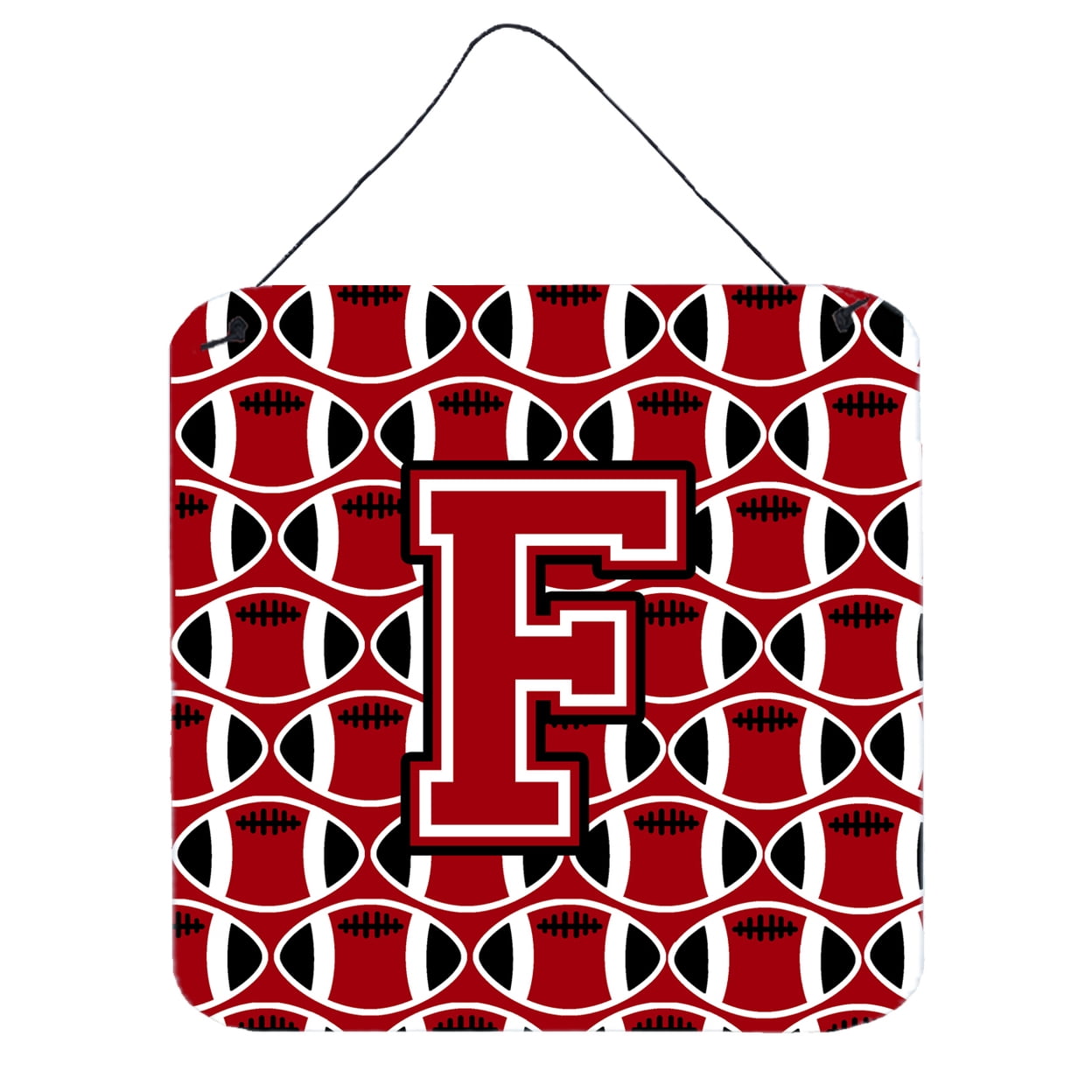 Letter F Football Red Black and White Wall or Door Hanging Prints ...