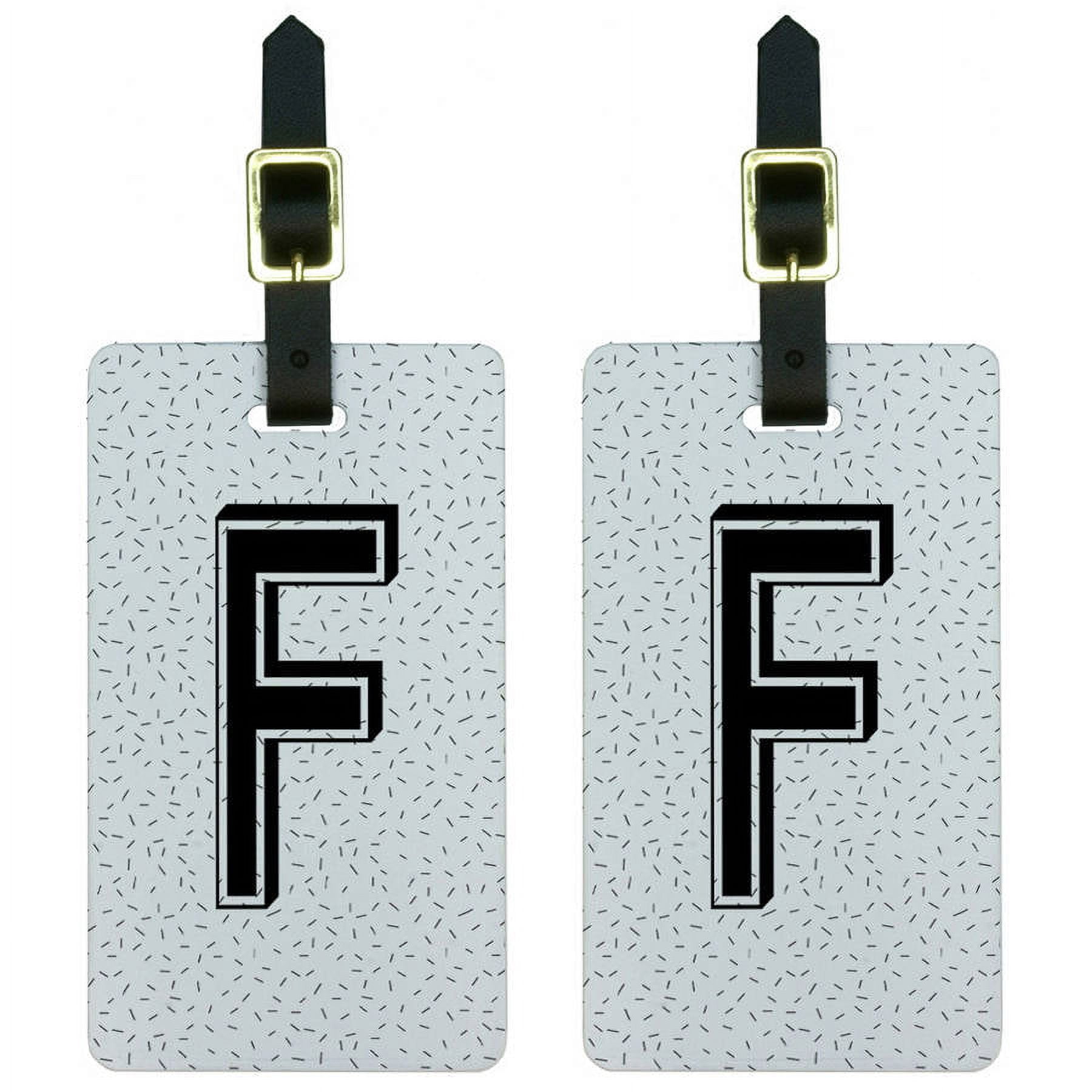 Letter F Initial Sprinkles Black White Luggage Tags Suitcase ID, Set of ...