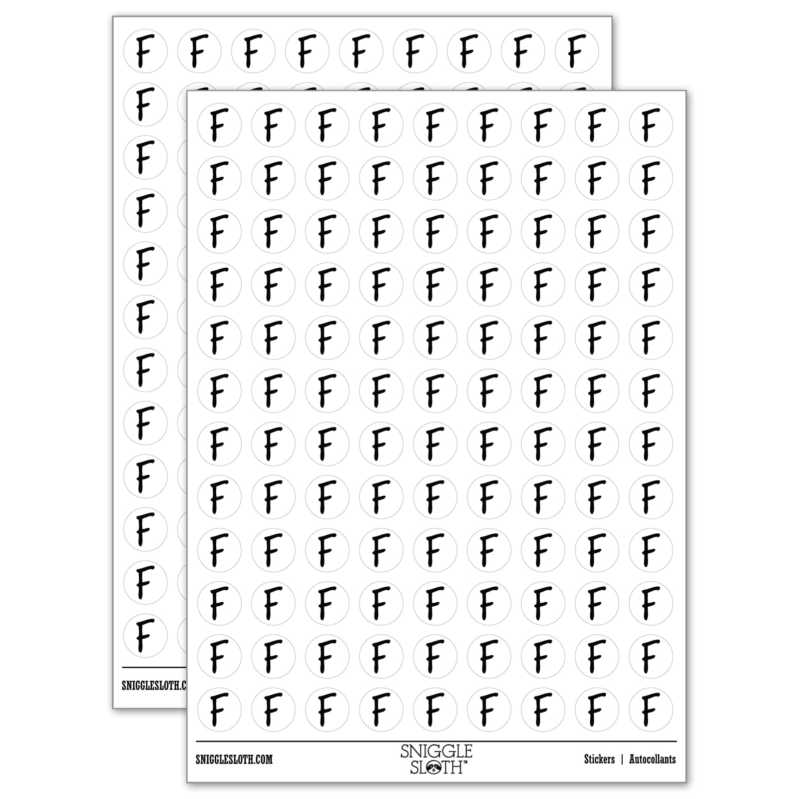 Letter F Uppercase Felt Marker Font 200+ Round Stickers - White - Matte ...