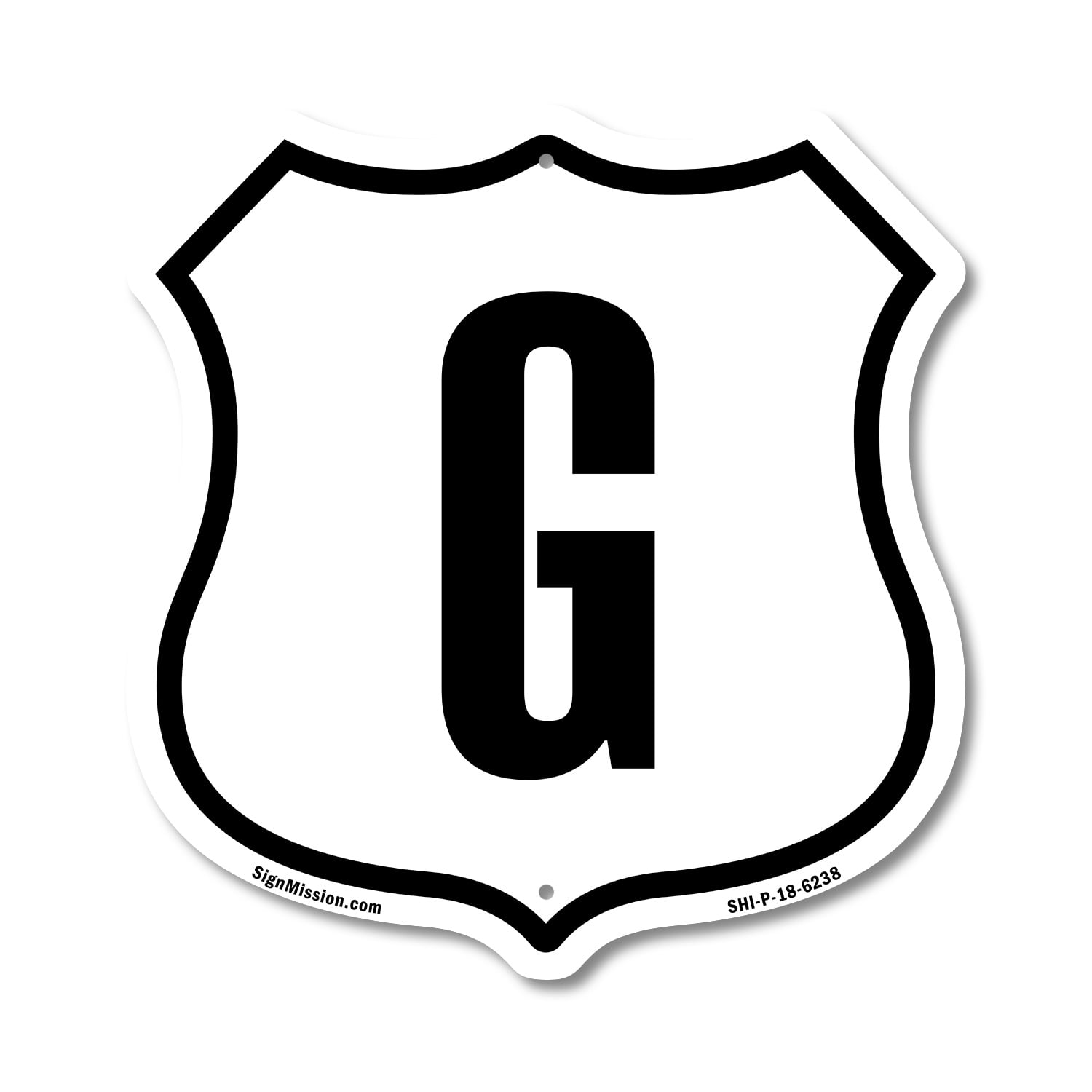 Letter G 6 inch X 6 inch Shield Shaped Commercial Grade Plastic Sign ...