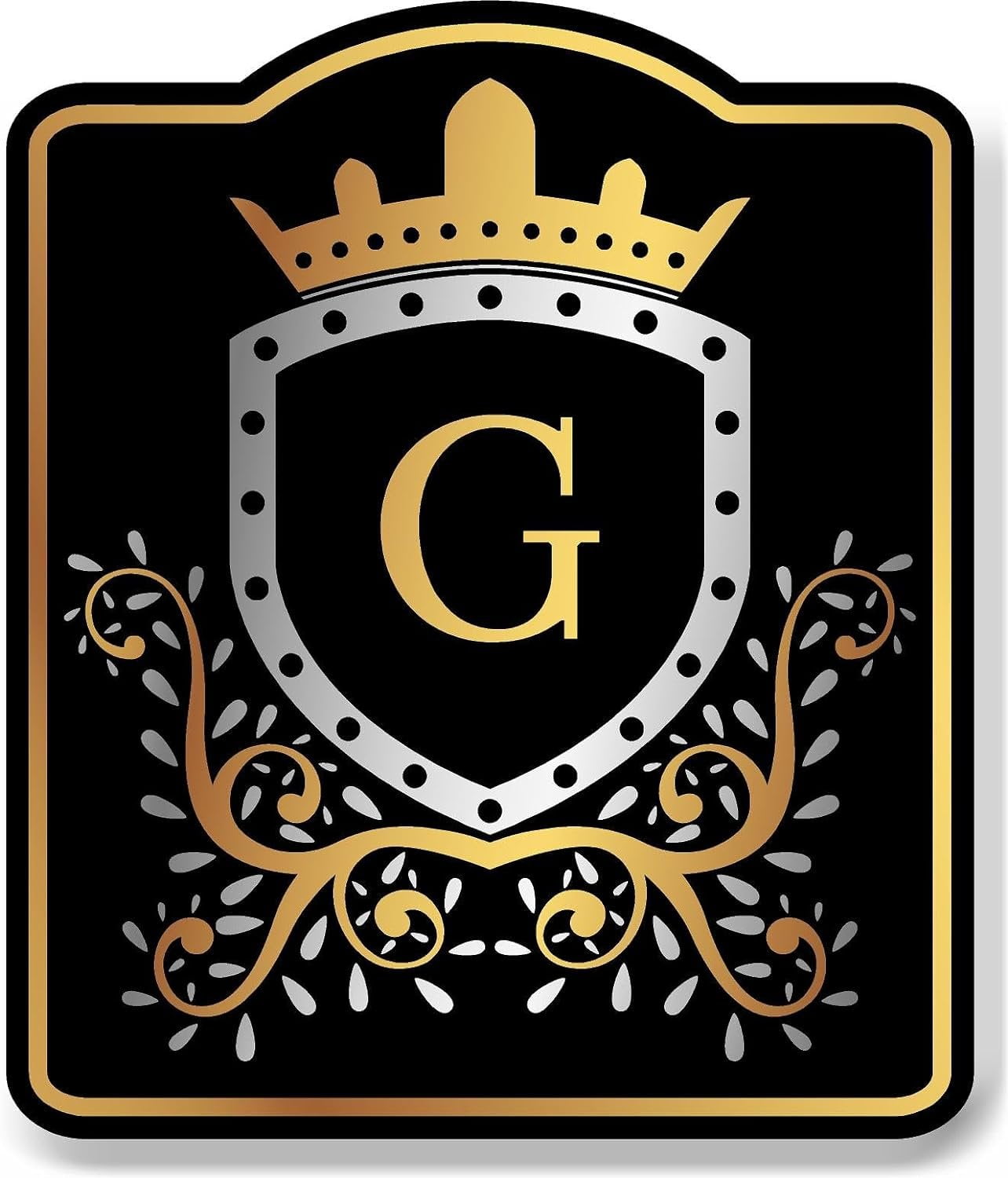 Letter G Initial Fancy Gold Crown BLACK Aluminum Composite Sign 20''x24 ...