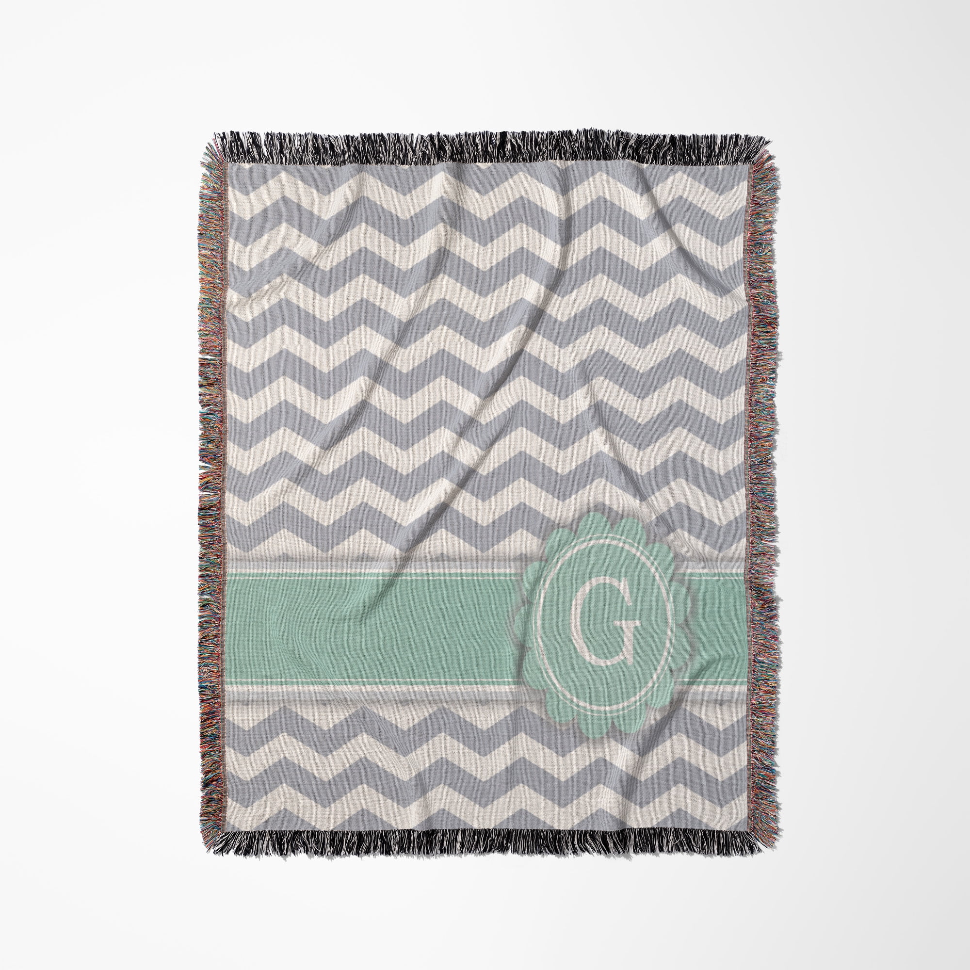 Letter G Initial On Grey And White Chevron Pattern With Mint Personal ...