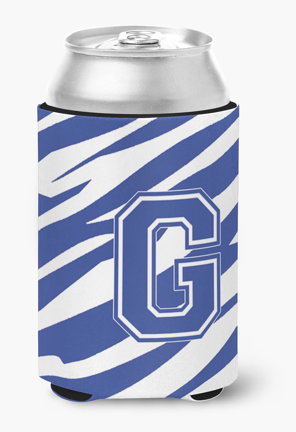Letter G Initial Tiger Stripe Blue and White Can or Bottle Hugger ...