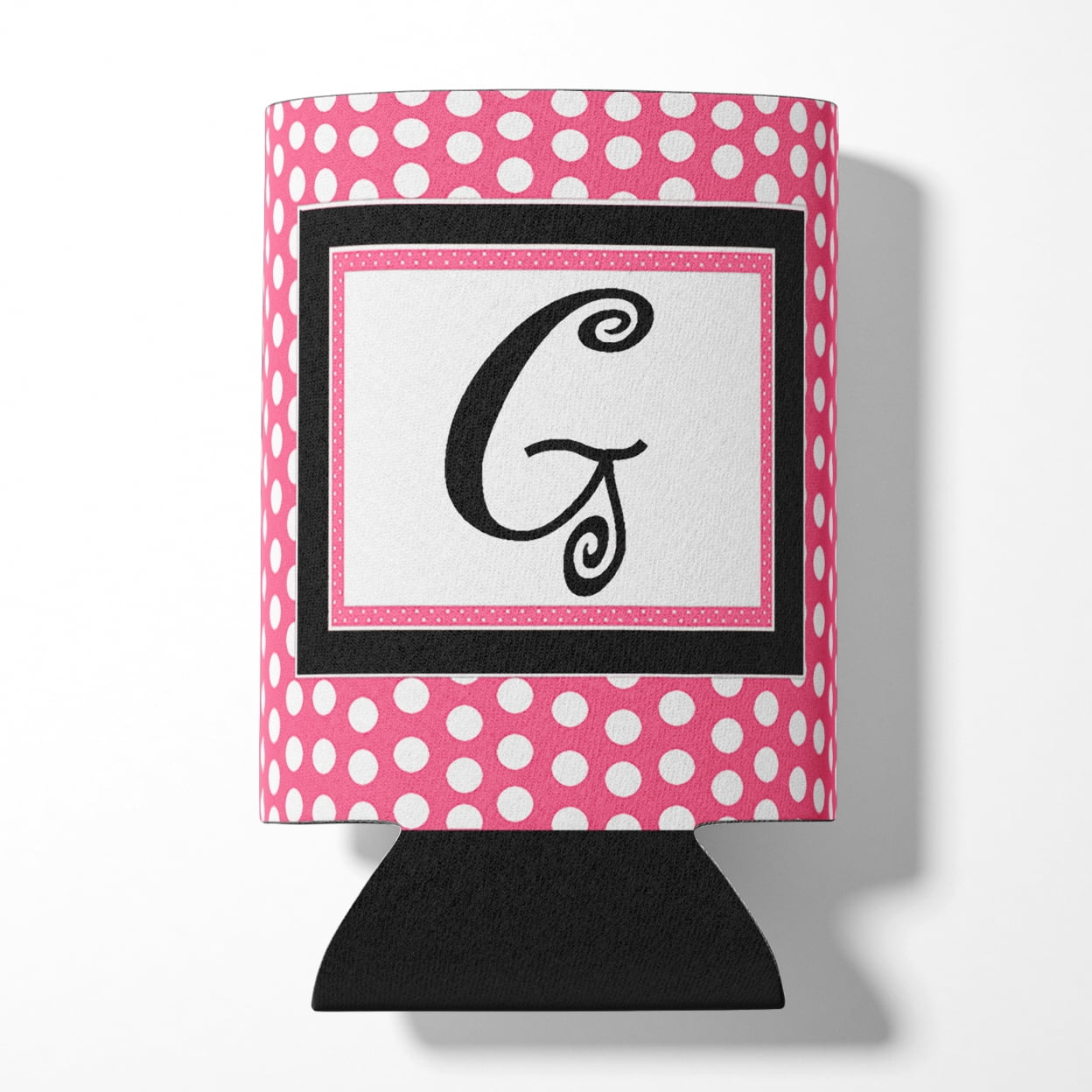 Letter G Monogram - Pink Black Polka Dots Can or Bottle Hugger ...