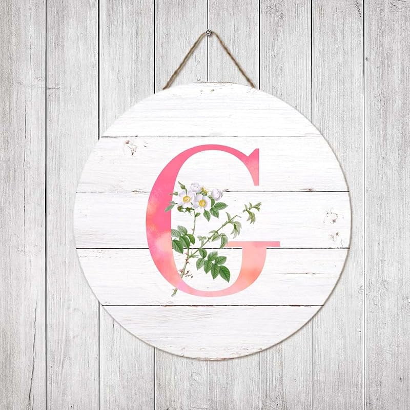 Letter G Round Wood Door Sign - Country Letter Welcome Sign, Bathroom ...
