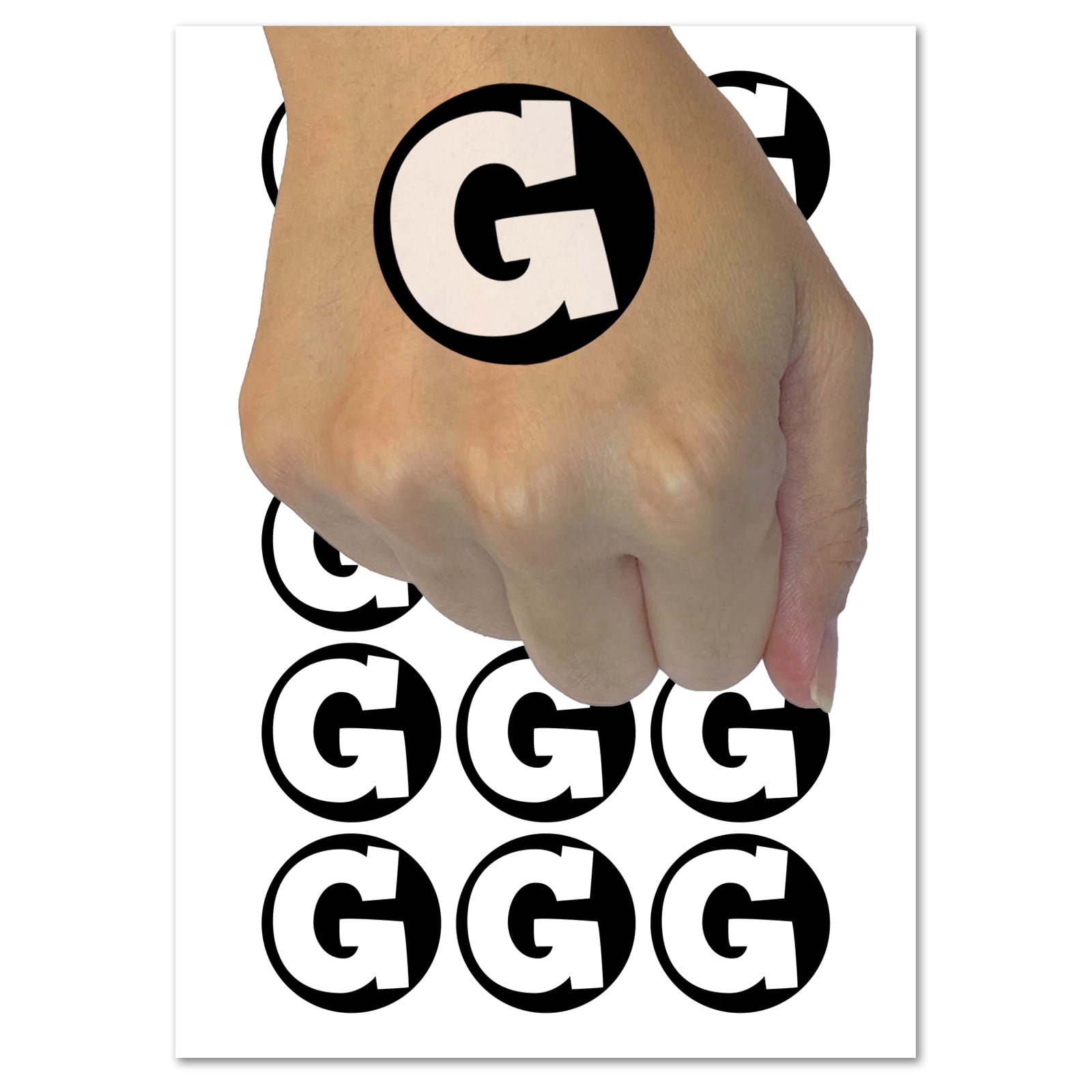 Letter G Uppercase Fun Bold Font Water Resistant Temporary Tattoo Set ...
