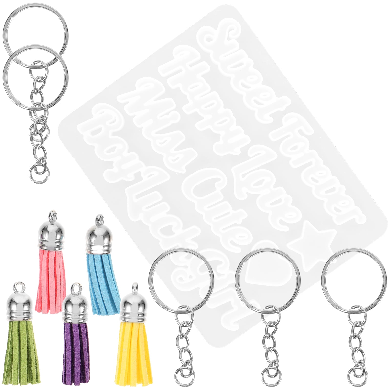 Letter Glue Mold Alphabet Pendant Molds Suede Stainless Steel Key Fob ...