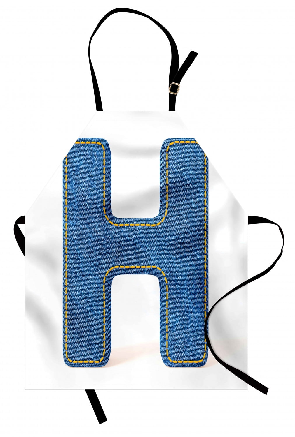 Letter H Apron Denim Letter Design Uppercase H Fabric Pattern Jeans ...
