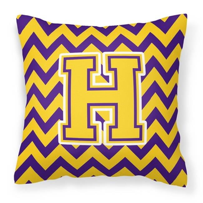 Letter H Chevron Purple & Gold Fabric Decorative Pillow - 14 x 3 x 14 in. - Walmart.com