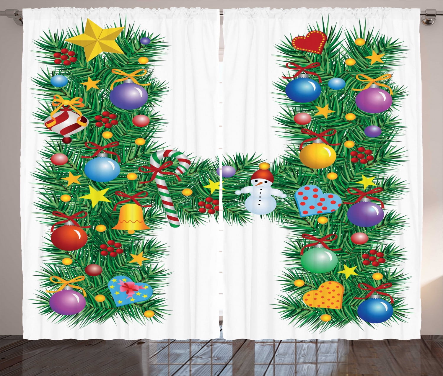 Ambesonne Letter H Curtains 2 Panel Set, Uppercase Letter Tree, 108" x ...