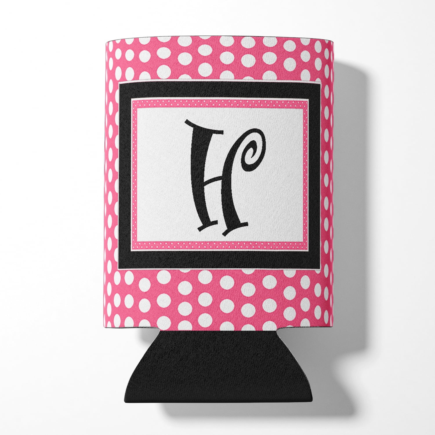 Letter H Initial Monogram - Pink Black Polka Dots Can or Bottle ...