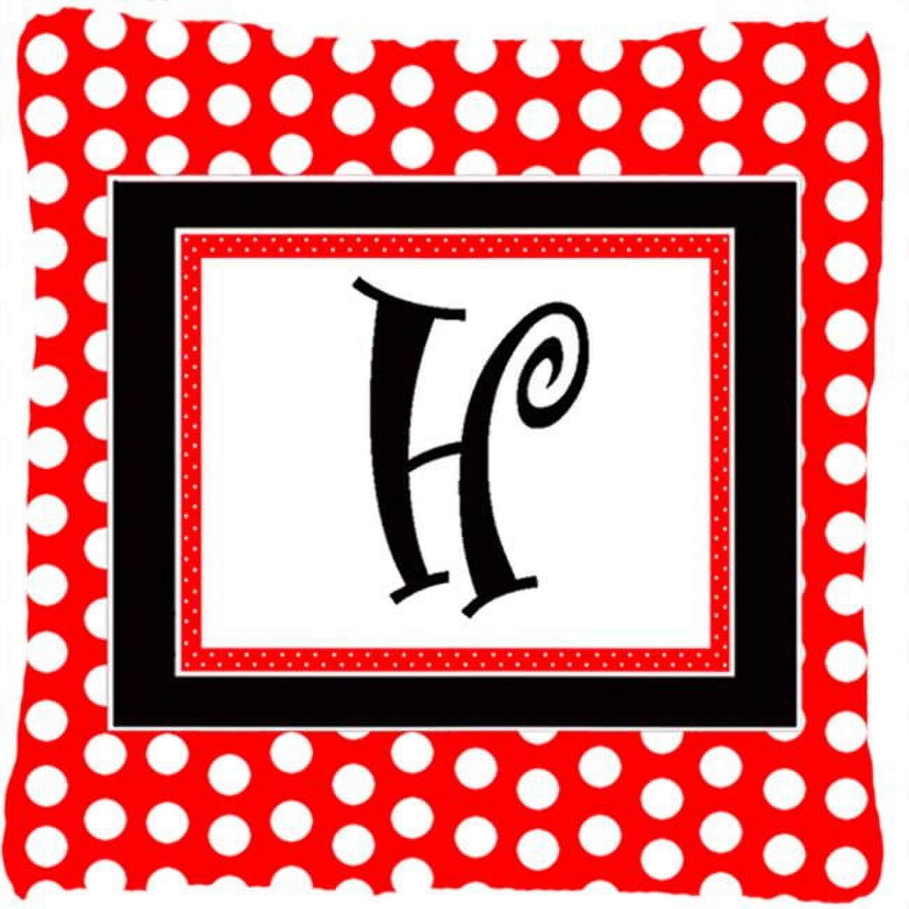 Letter H Initial Monogram - Red Black Polka Dots Decorative Indoor ...