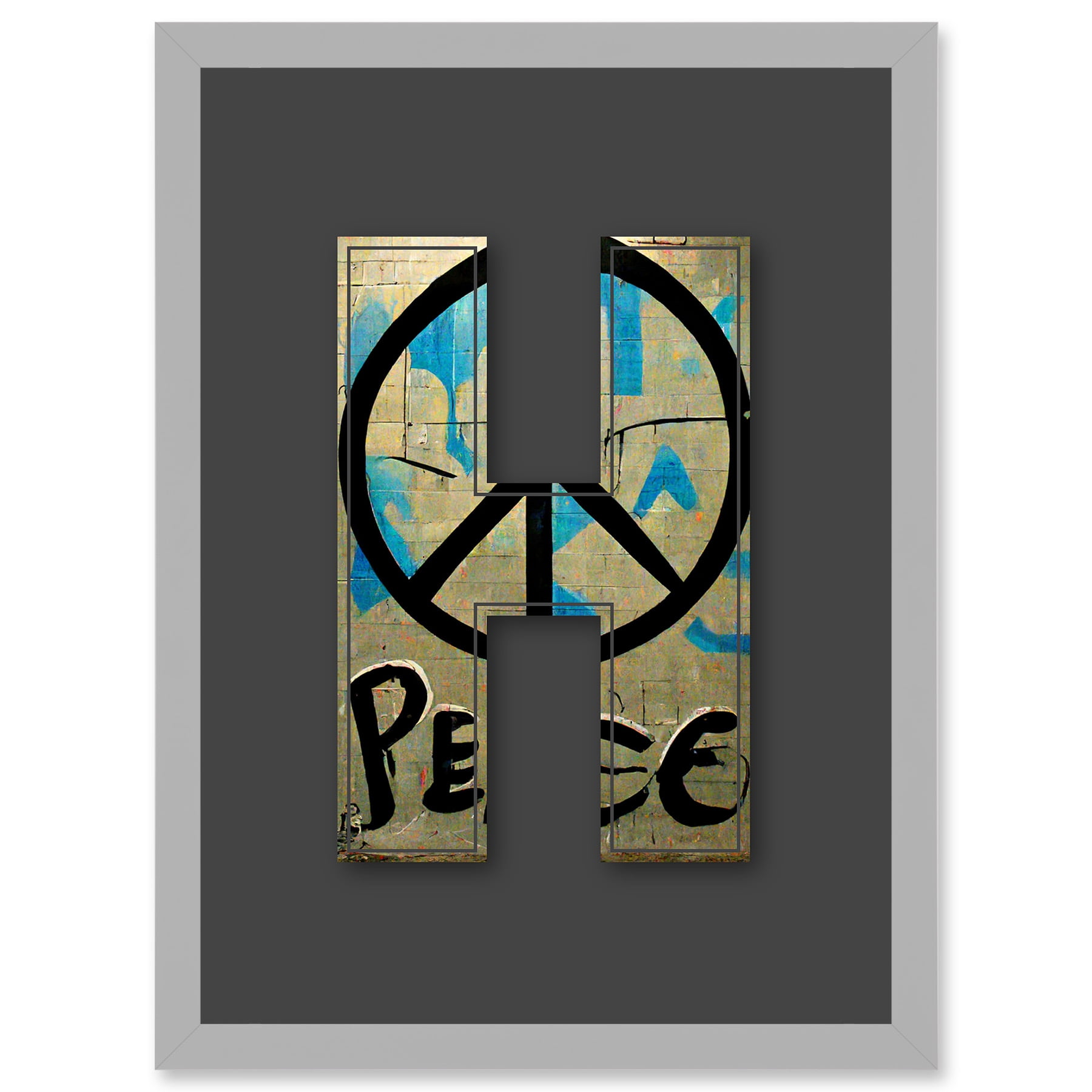 Letter H Peace Sign Beige Black Decorative Graffiti Mural Alphabet ...