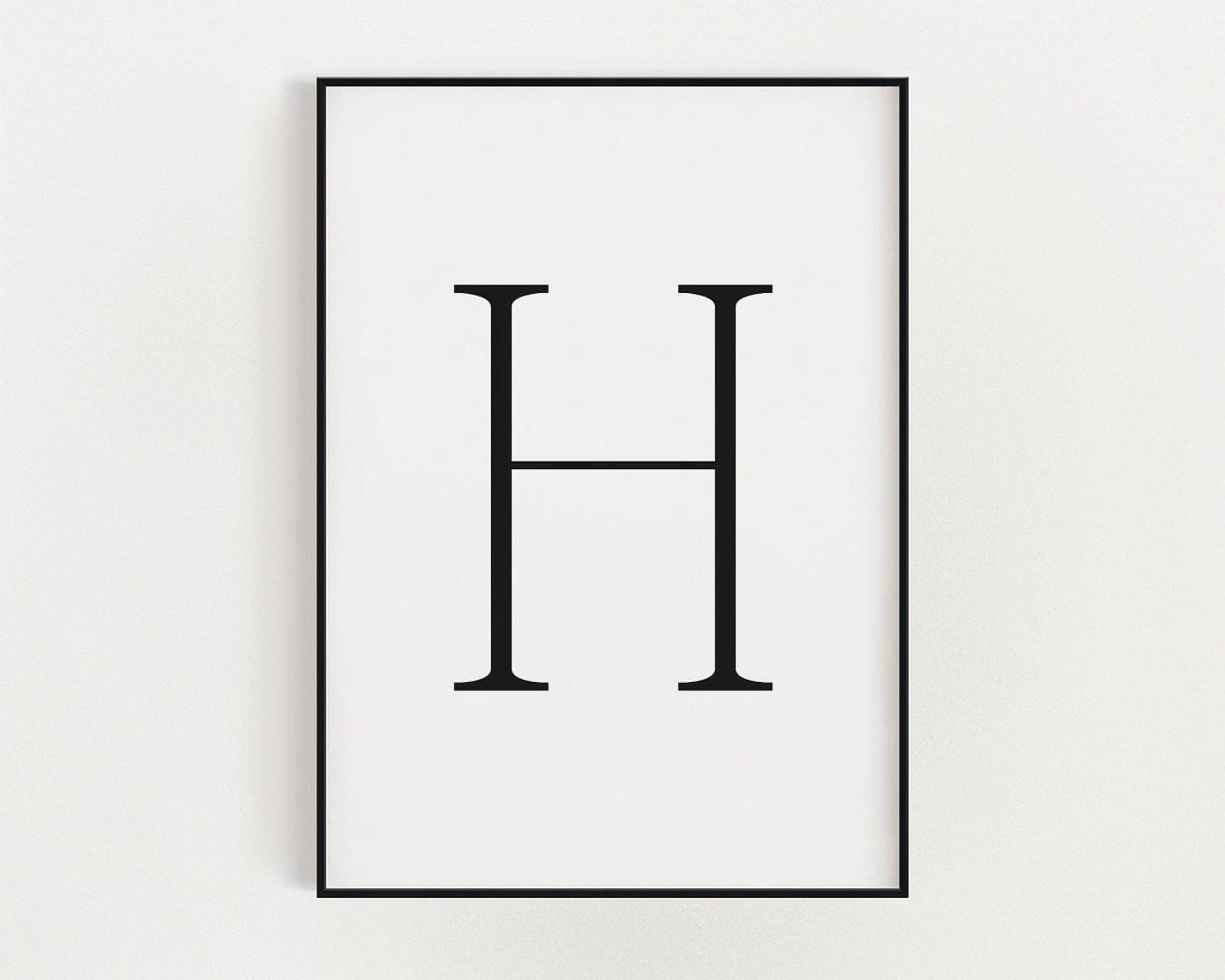 Letter H Typography Wall Decor, Letter H Wall Art Print, Home Decor ...
