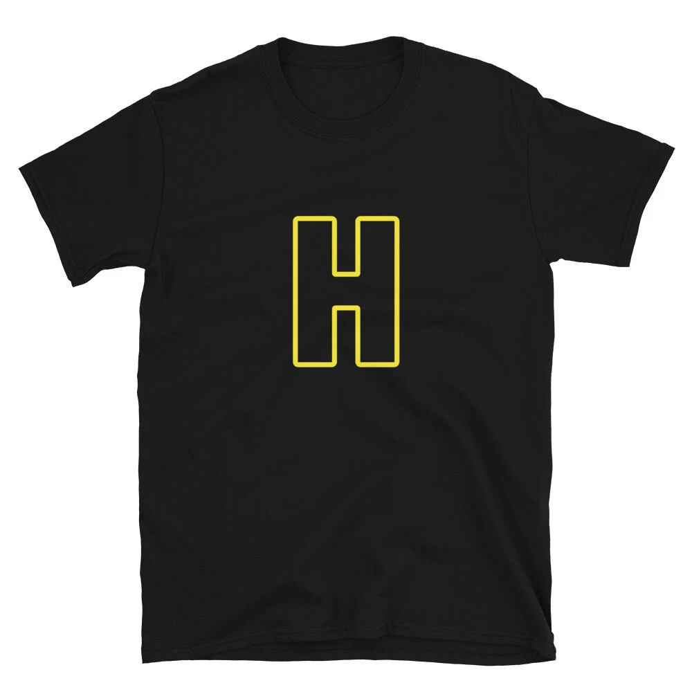 Letter H Yellow Bold Font Simple Black T-Shirt - Walmart.com