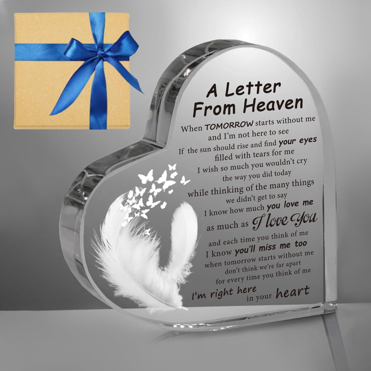 A Letter From Heaven Heart Graveside Memorial Gift Acrylic Sympathy ...