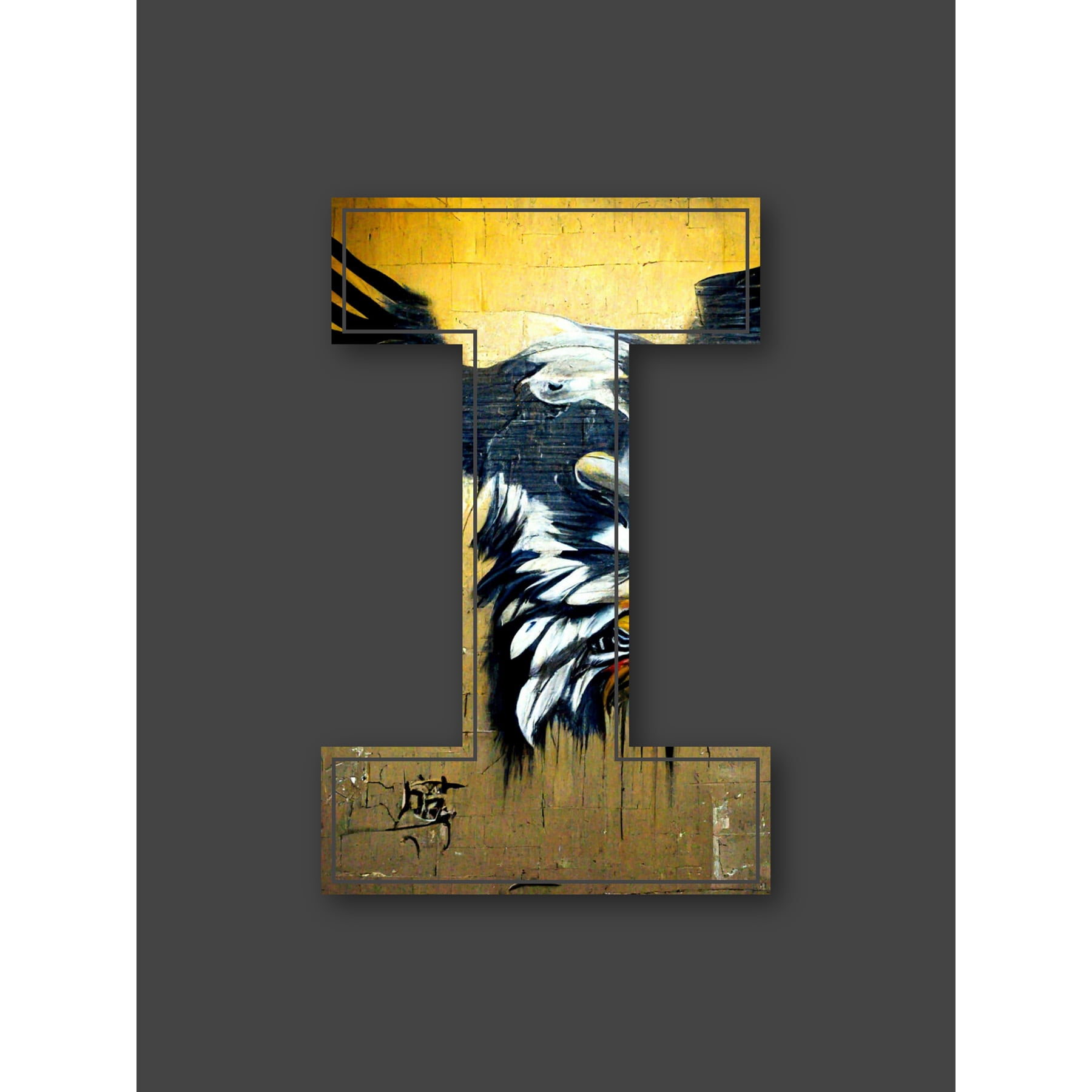 Letter I Abstract Eagle Decorative Graffiti Mural Alphabet Initial ...