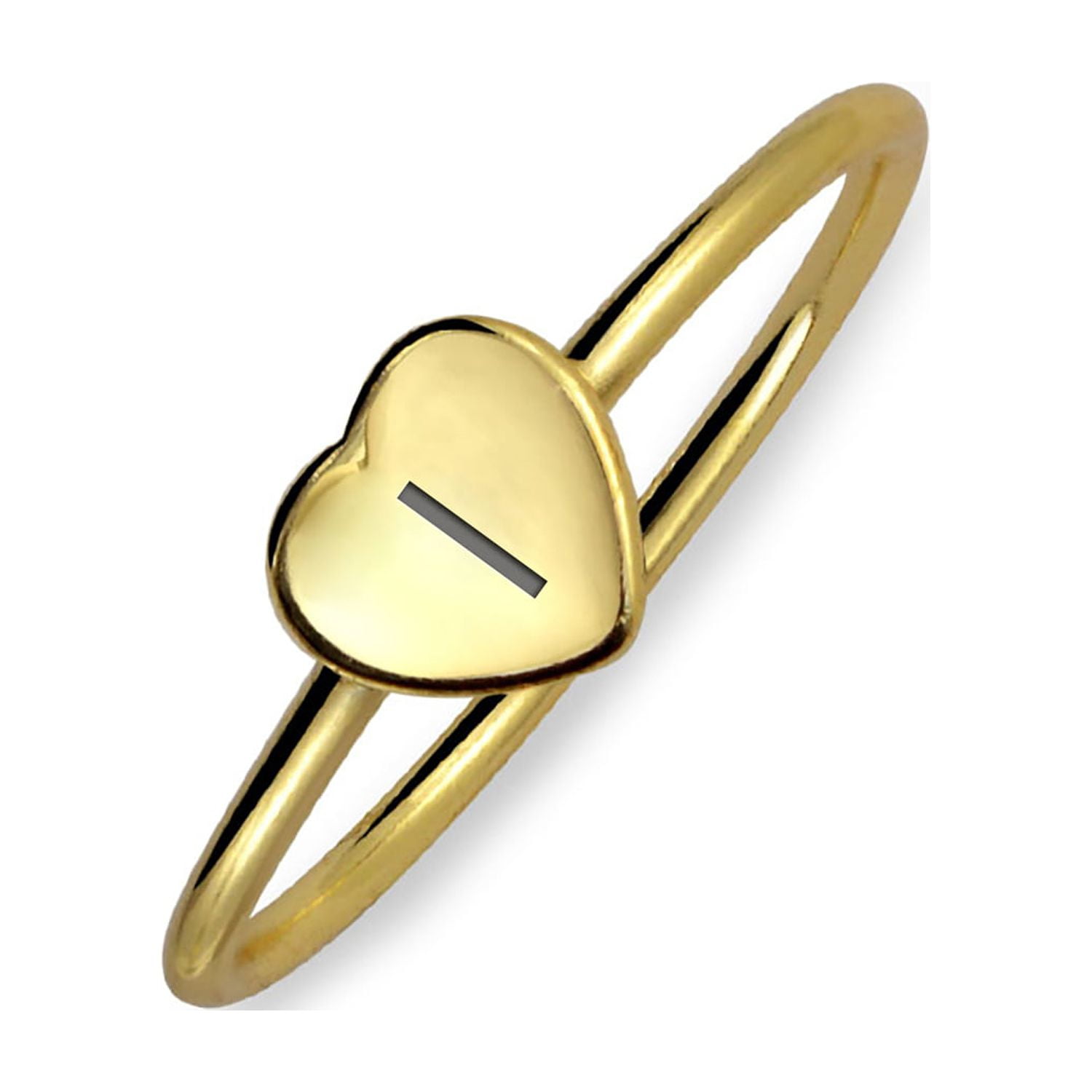 Letter I Block Alphabet Initial Heart Monogram Signet Ring Gold Plated ...