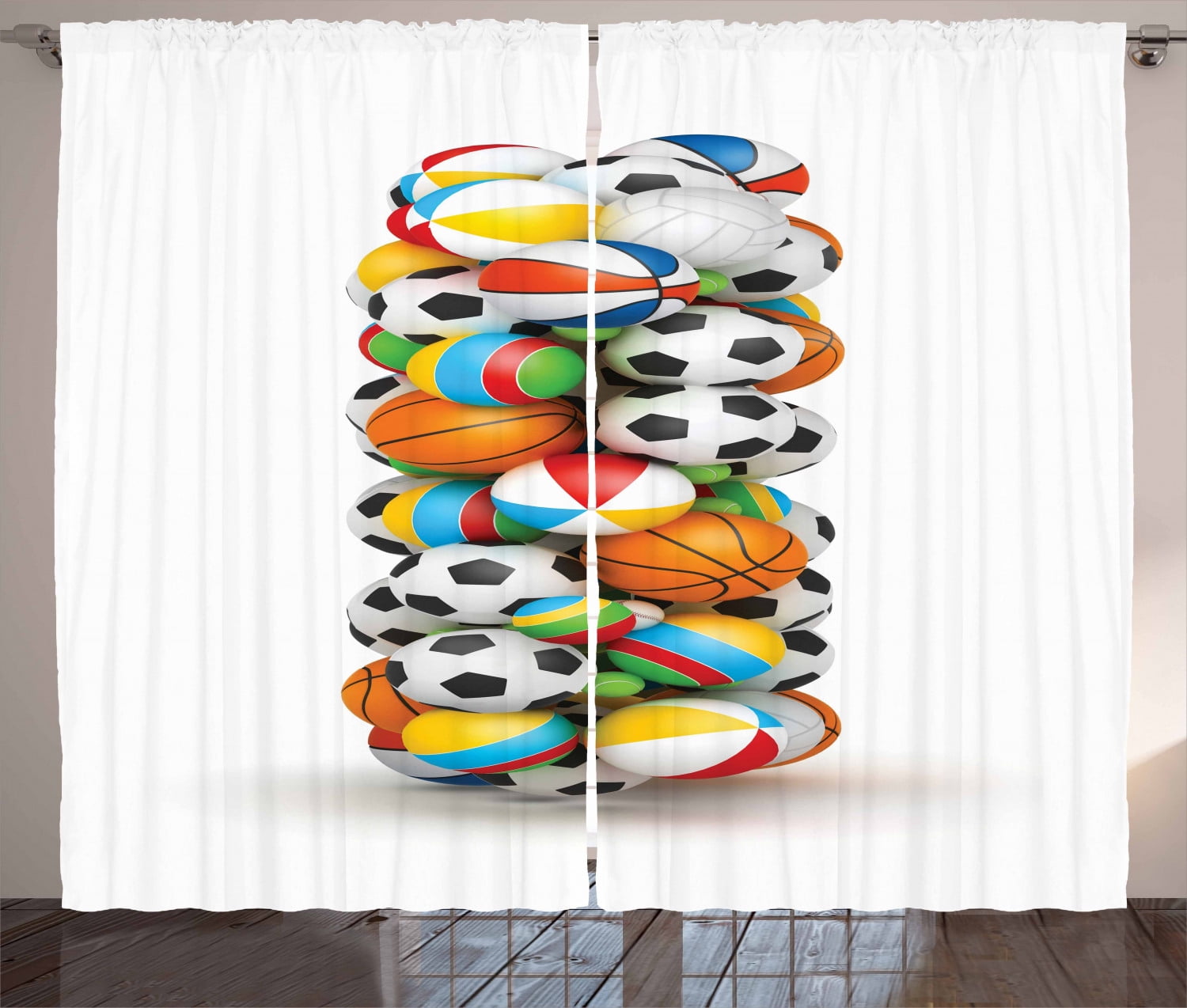 Ambesonne Letter I Curtains 2 Panel Set, Balls Alphabet Theme, 108" x ...