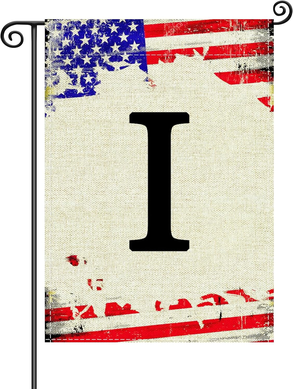 Letter I Garden Flags, 12x18 Inch Double Sided Family Last Name Initial ...