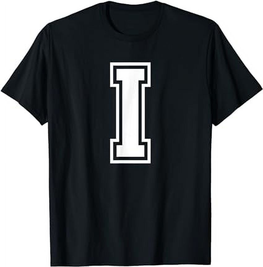 Letter I Name Initial Varsity Alphabet Monogram black T-Shirt - Walmart.com