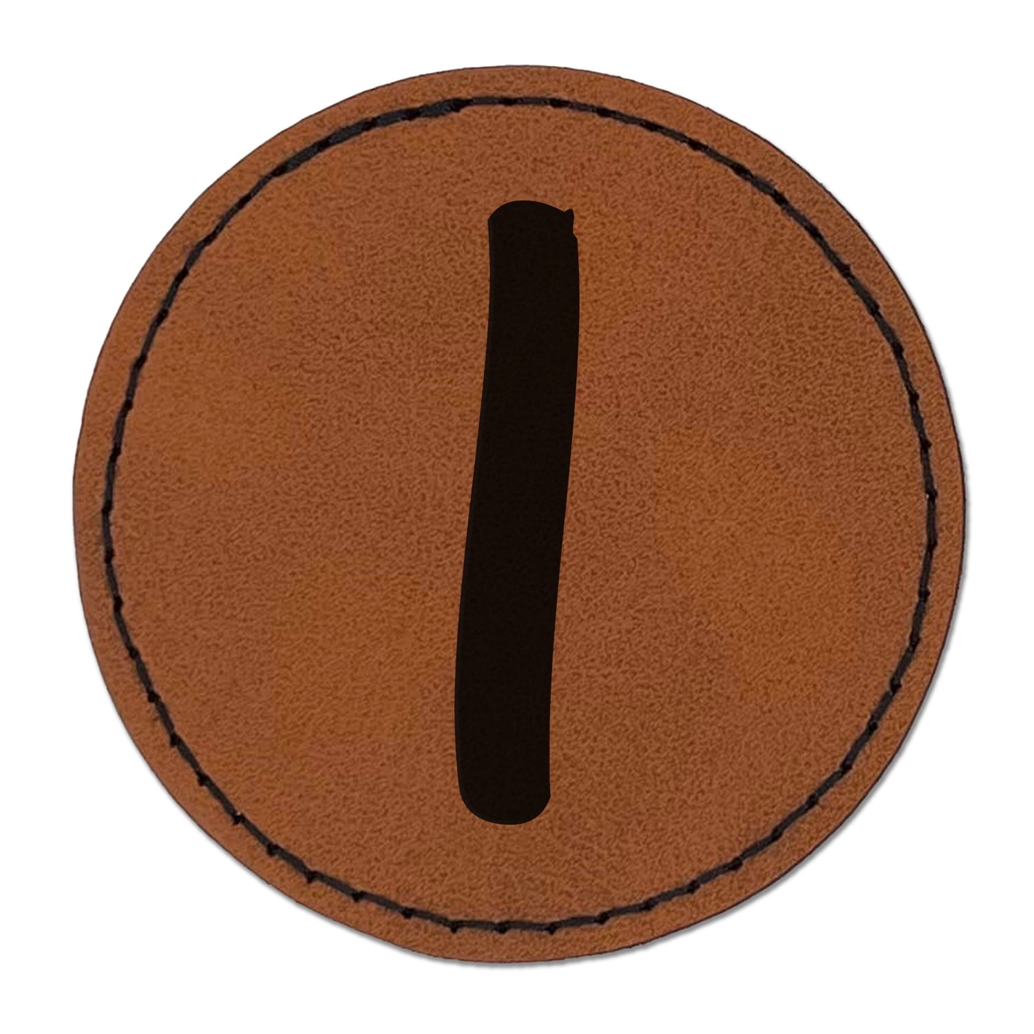 Letter I Uppercase Felt Marker Font 2.5" Faux Leather Round Engraved ...