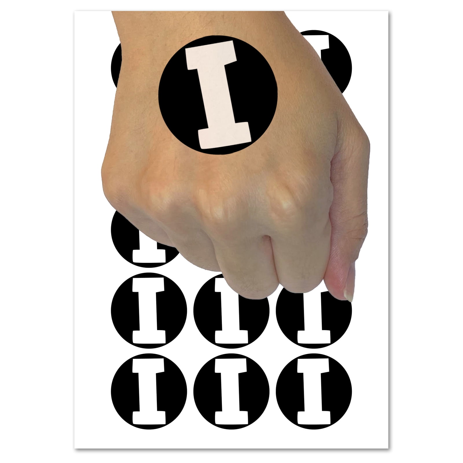 Letter I Uppercase Fun Bold Font Water Resistant Temporary Tattoo Set ...