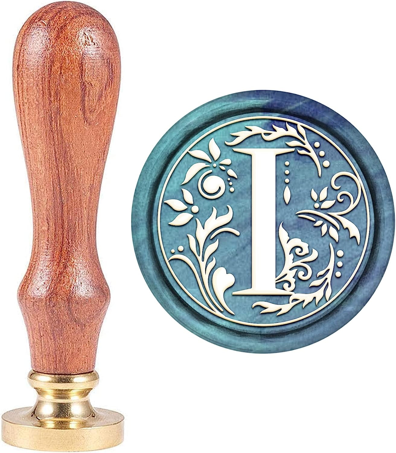 Letter I Wax Seal Stamp Vintage Alphabet Initial Sealing Wax Stamps Retro 25mm Removable Brass ...