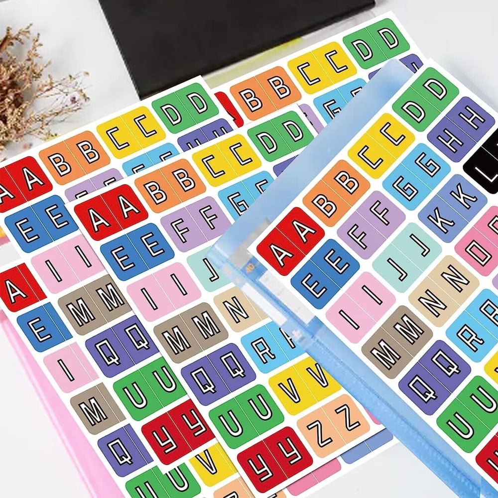 FENGHEMINGA Alphabet Index Stickers, Colorful Waterproof Labels, 560 ...