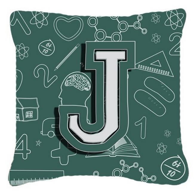 Letter J Back To School Initial Canvas Fabric Decorative Pillow ...