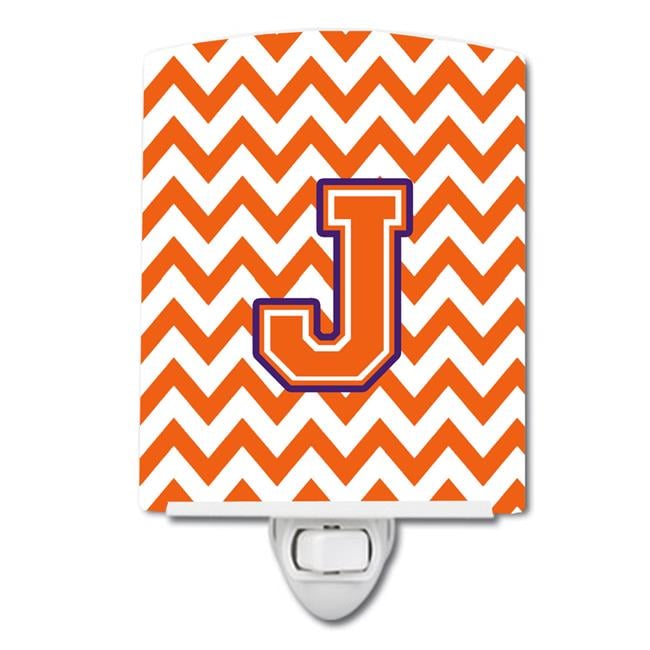 Letter J Chevron Orange & Regalia Ceramic Night Light - Walmart.com