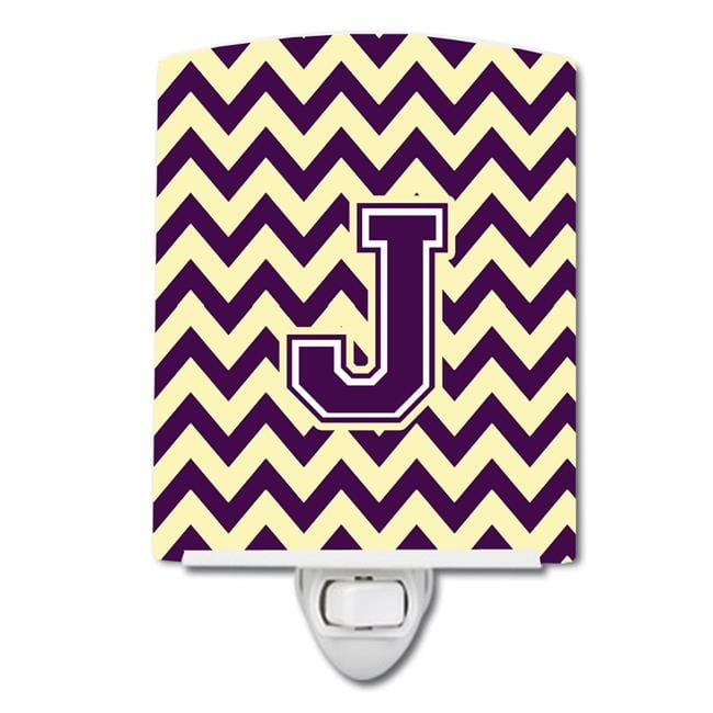 Letter J Chevron Purple & Gold Ceramic Night Light - Walmart.com