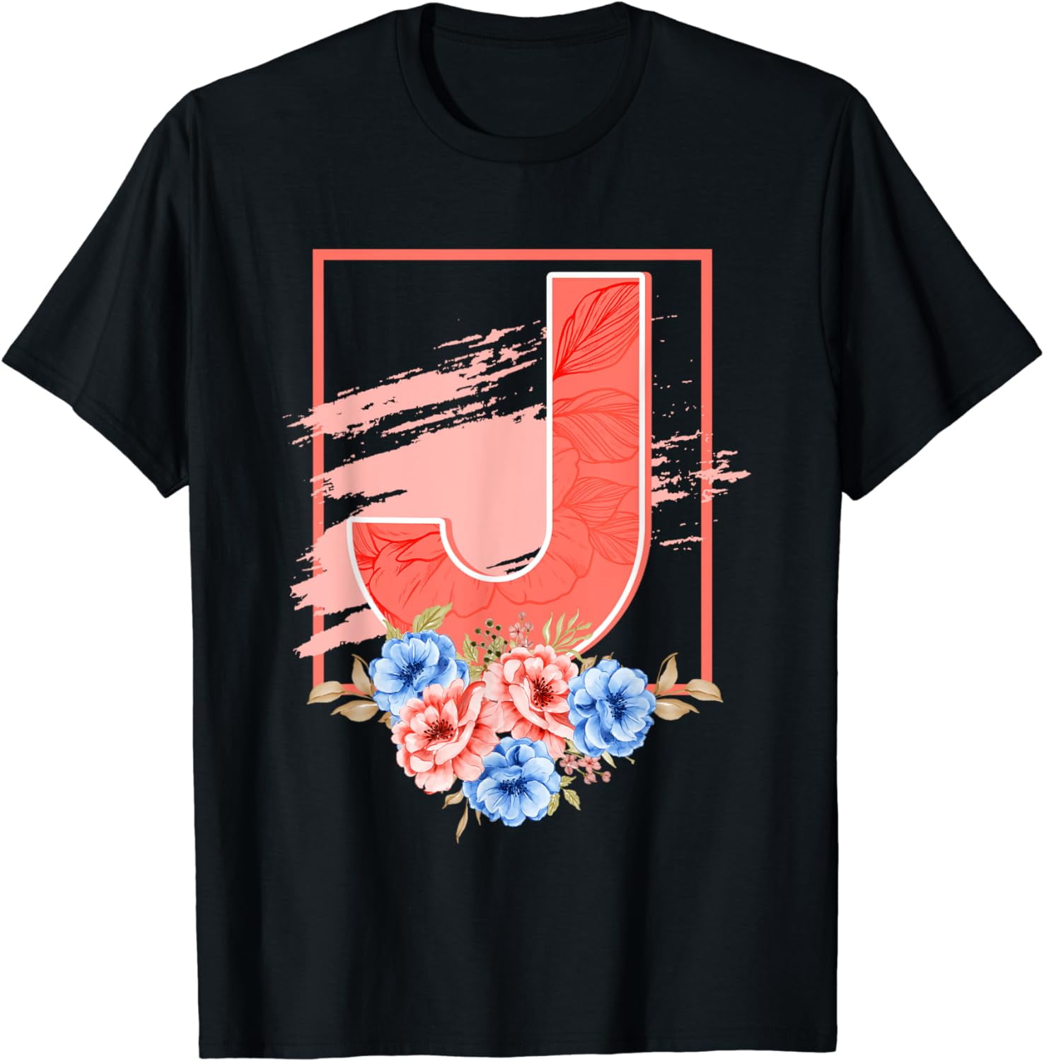 Letter J Flowers Last Name Alphabet Consonant Girl Birthday T-Shirt ...
