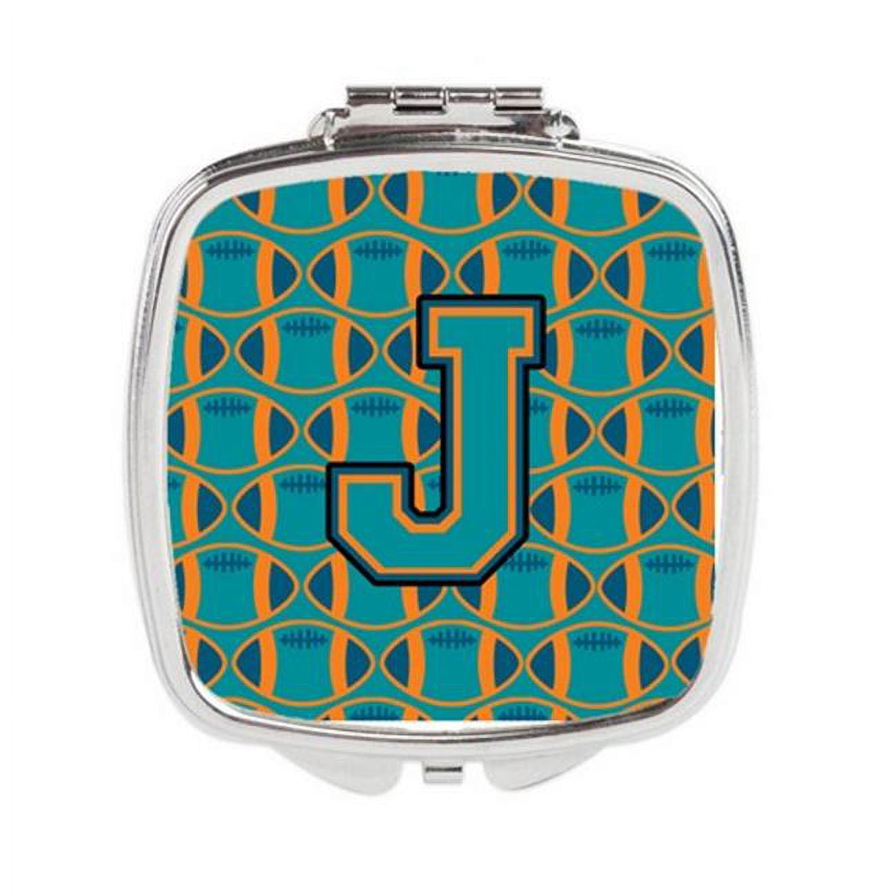 Letter J Football Aqua - Orange & Marine Blue Compact Mirror - Walmart.com